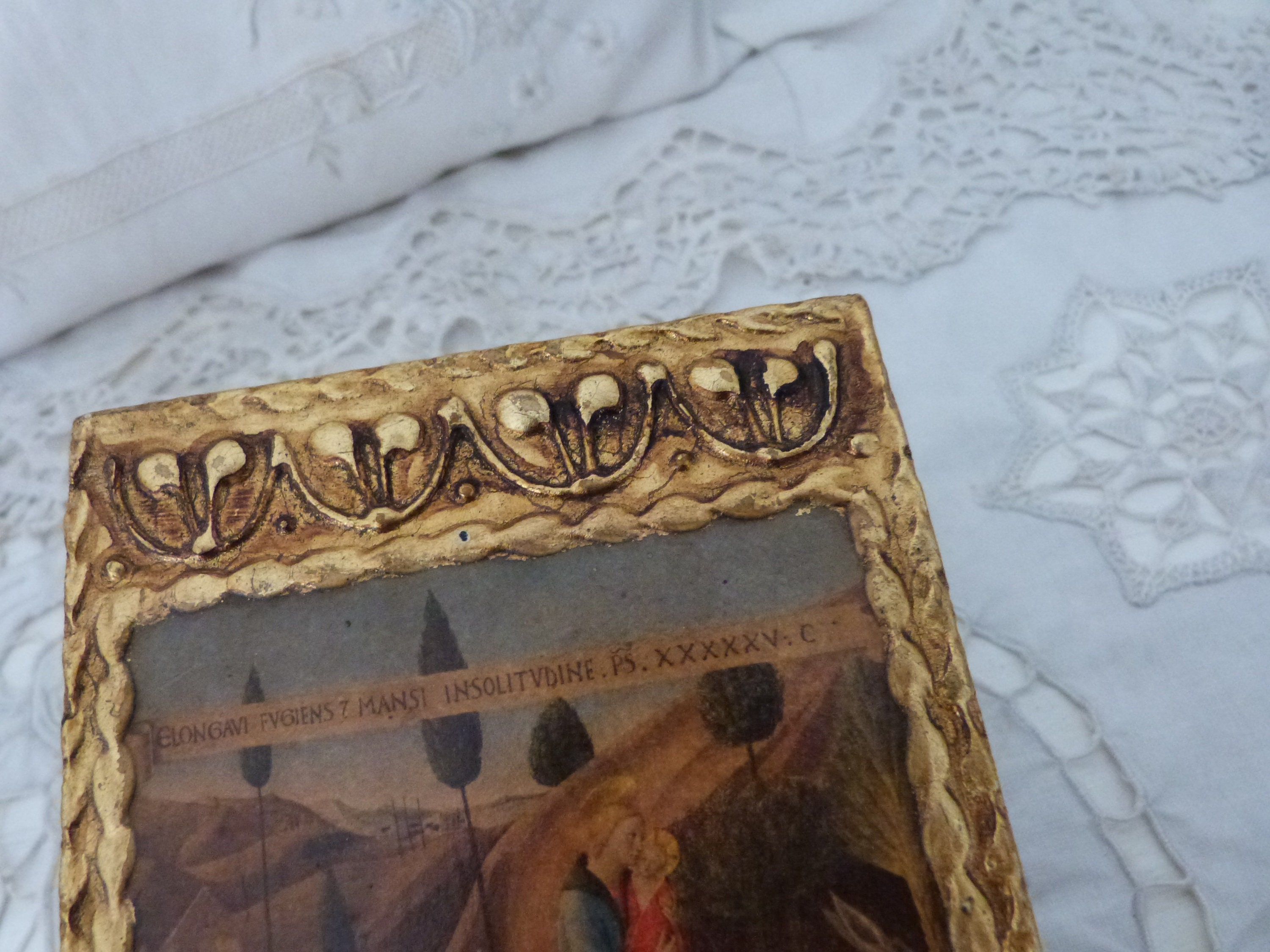 Antique Florentine Religious Frame Flight Into Egypt W Madonna and ...
