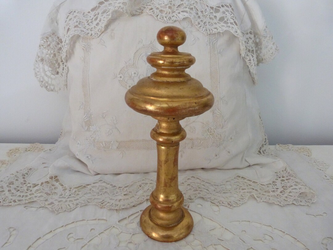 Large French Antique Gilded Wooden Finial, Rare Architectural Salvaged ...