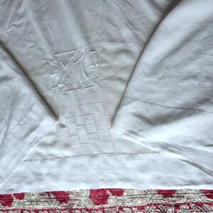 Antique French Linen Dowry Sheet Hand Monogrammed YM W Dotted ...