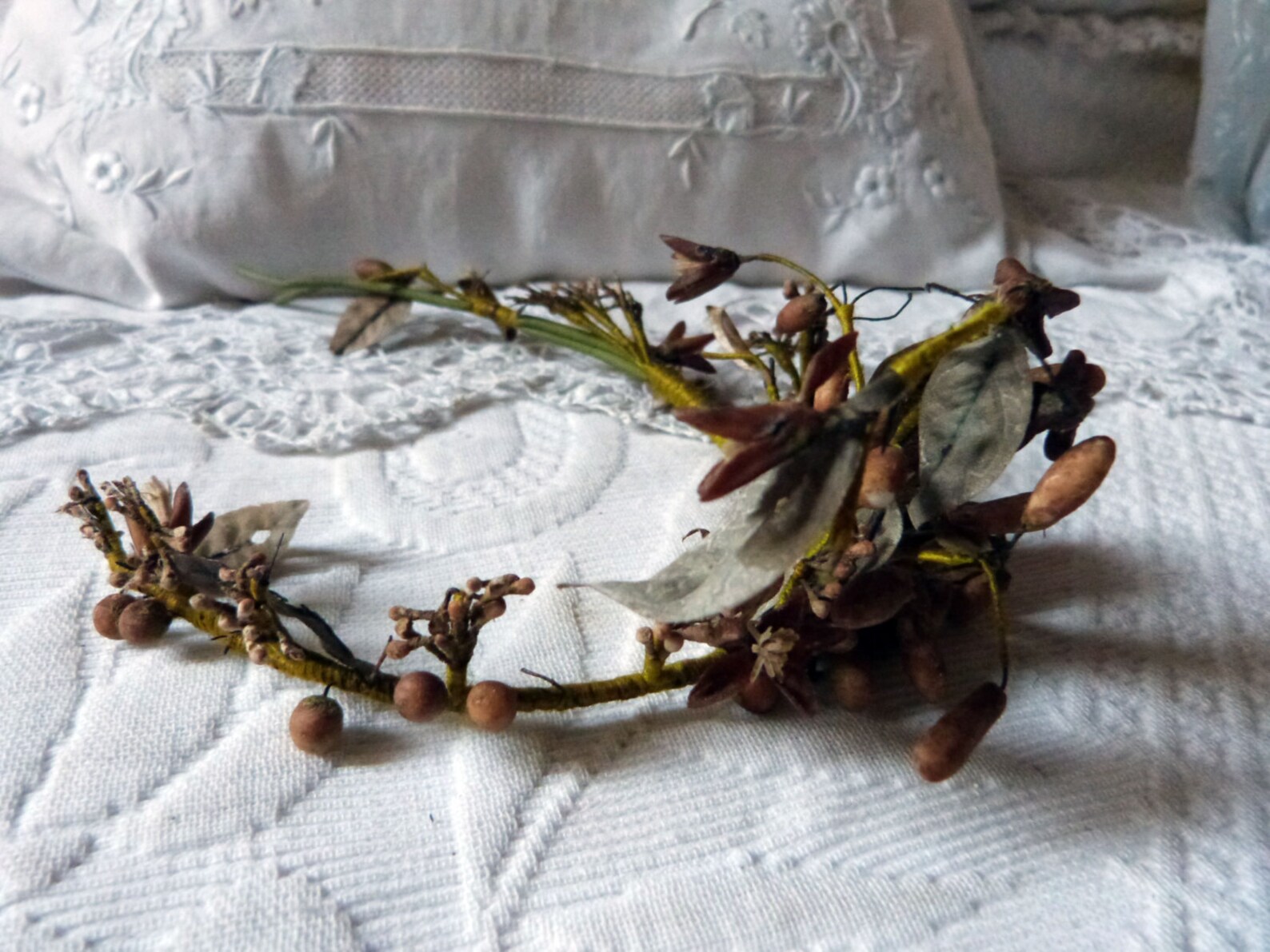 Antique French Bee Wax Flower Tiara Crown Headband Wax Tiara Wreath for ...