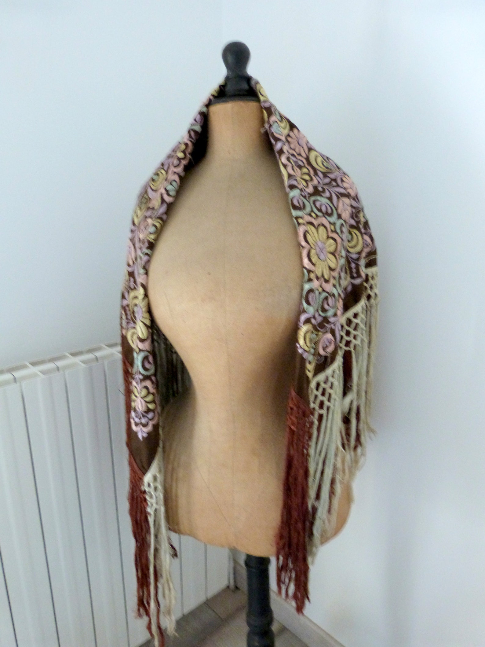 Antique French Embroidered Floral Satin Piano Shawl Piano - Etsy