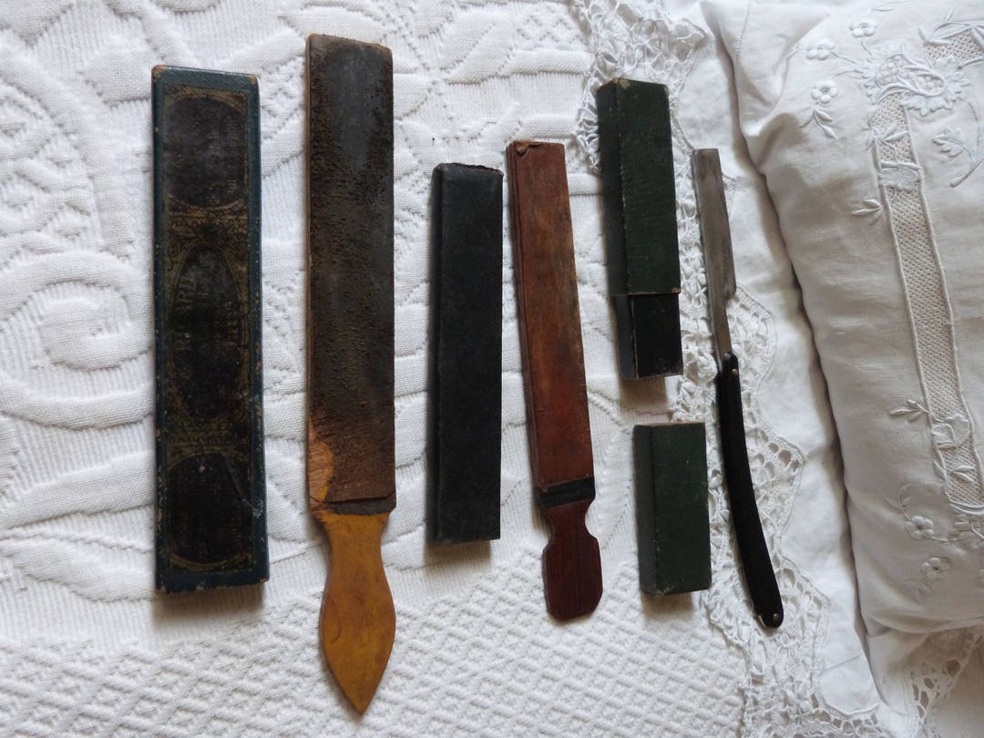 Antique French Razor Blade Knife Strop Case W Sharpening Paddle,shaving ...