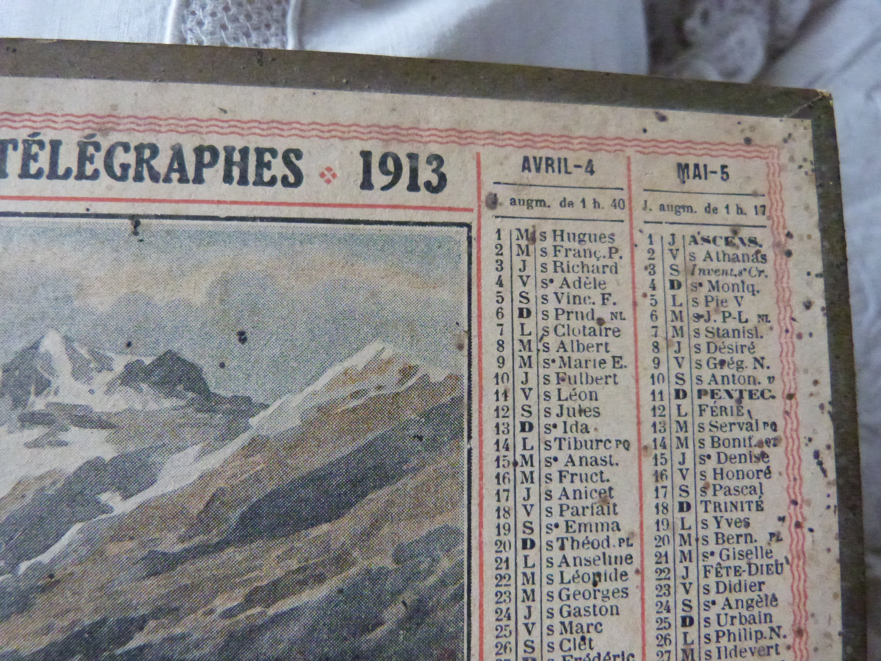 Antique French Almanac Calendar French La Poste Almanach 1913 W Map ...