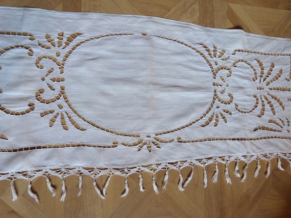 Antique French Handmade Richelieu Lace Shelf or Piano Runner | Etsy