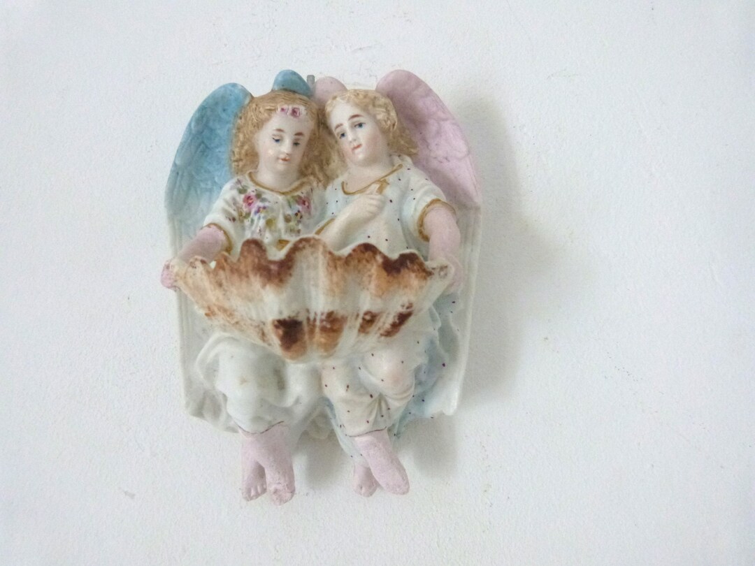 Holy Water Font W Angel Sculptures Antique French 1900s Angels Statue ...