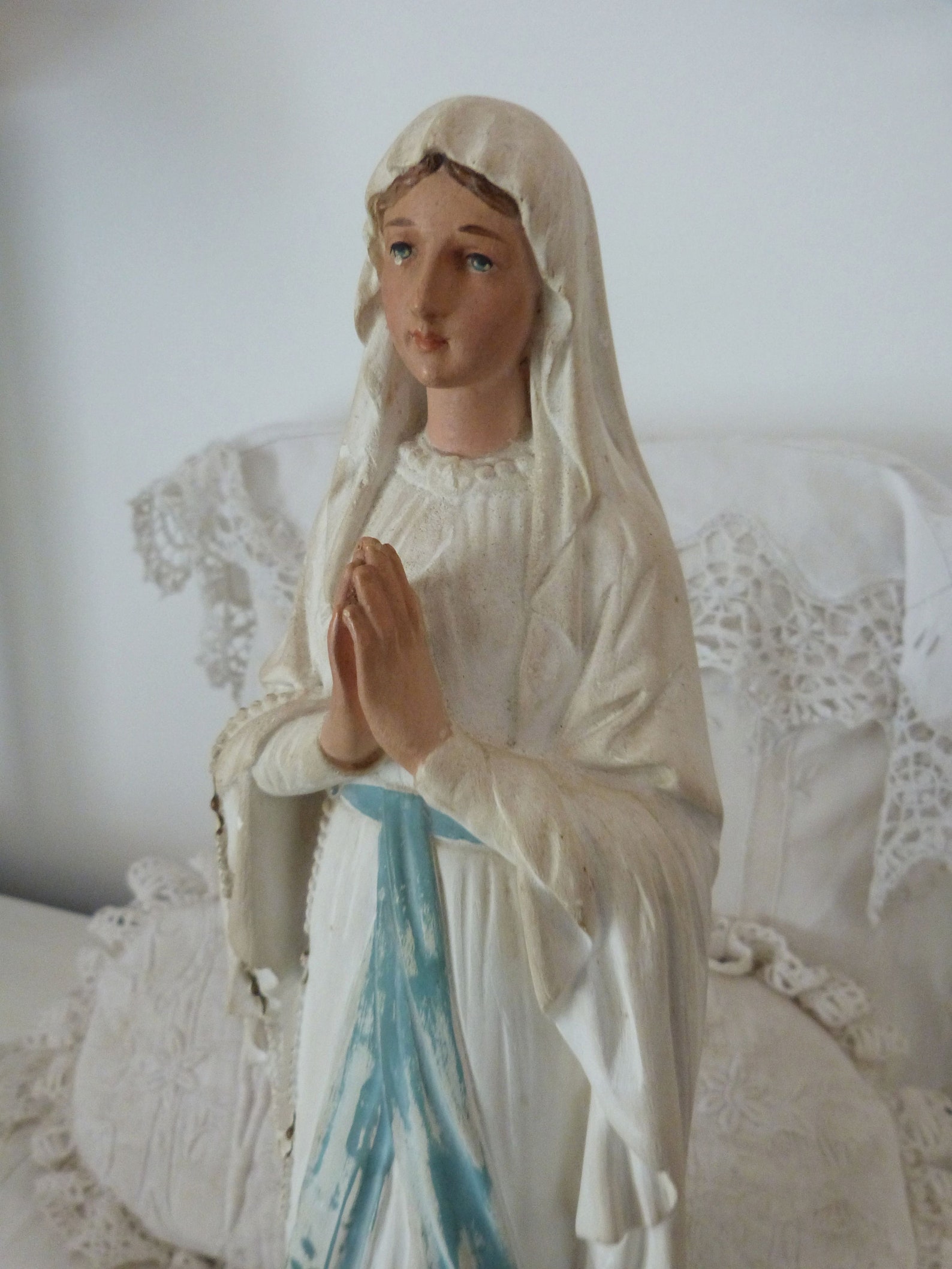 LARGE French Antique religious Holy virgin Mary statue Lourdes | Etsy