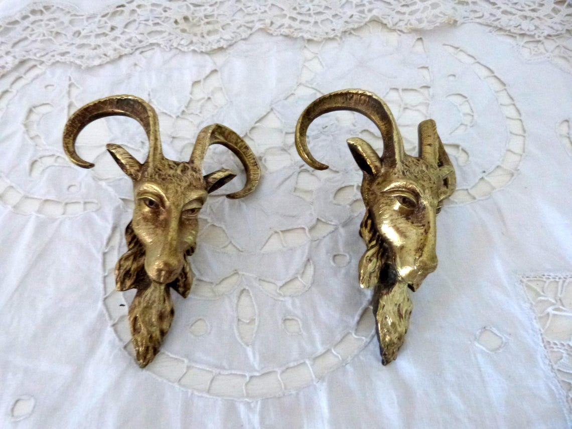 Antique French Bronze Horned Devil Demon Satyr Furniture Hardware 1800s ...