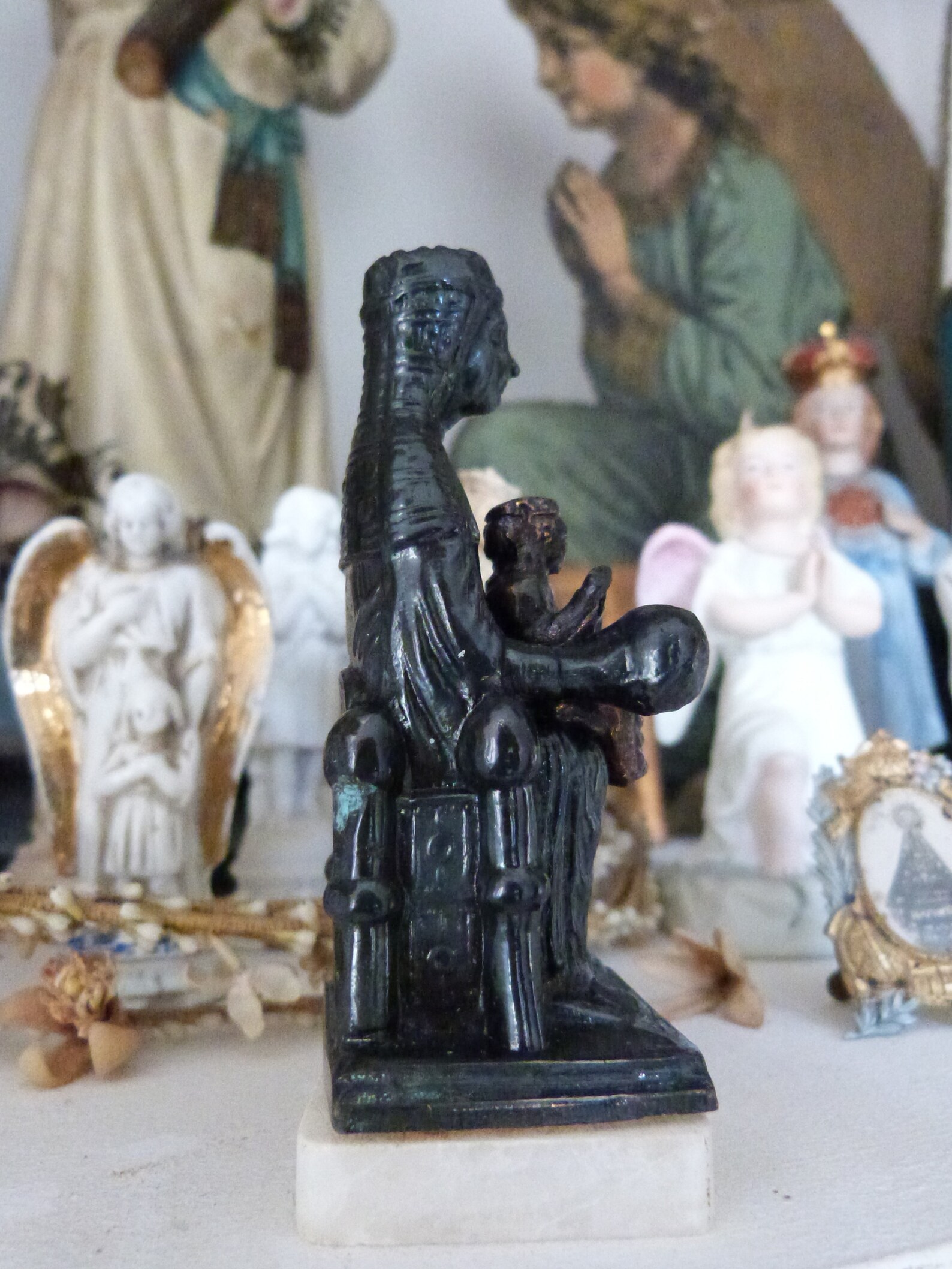 Antique Religious Statue Madonna of Montserrat With Infant Child Jesus ...