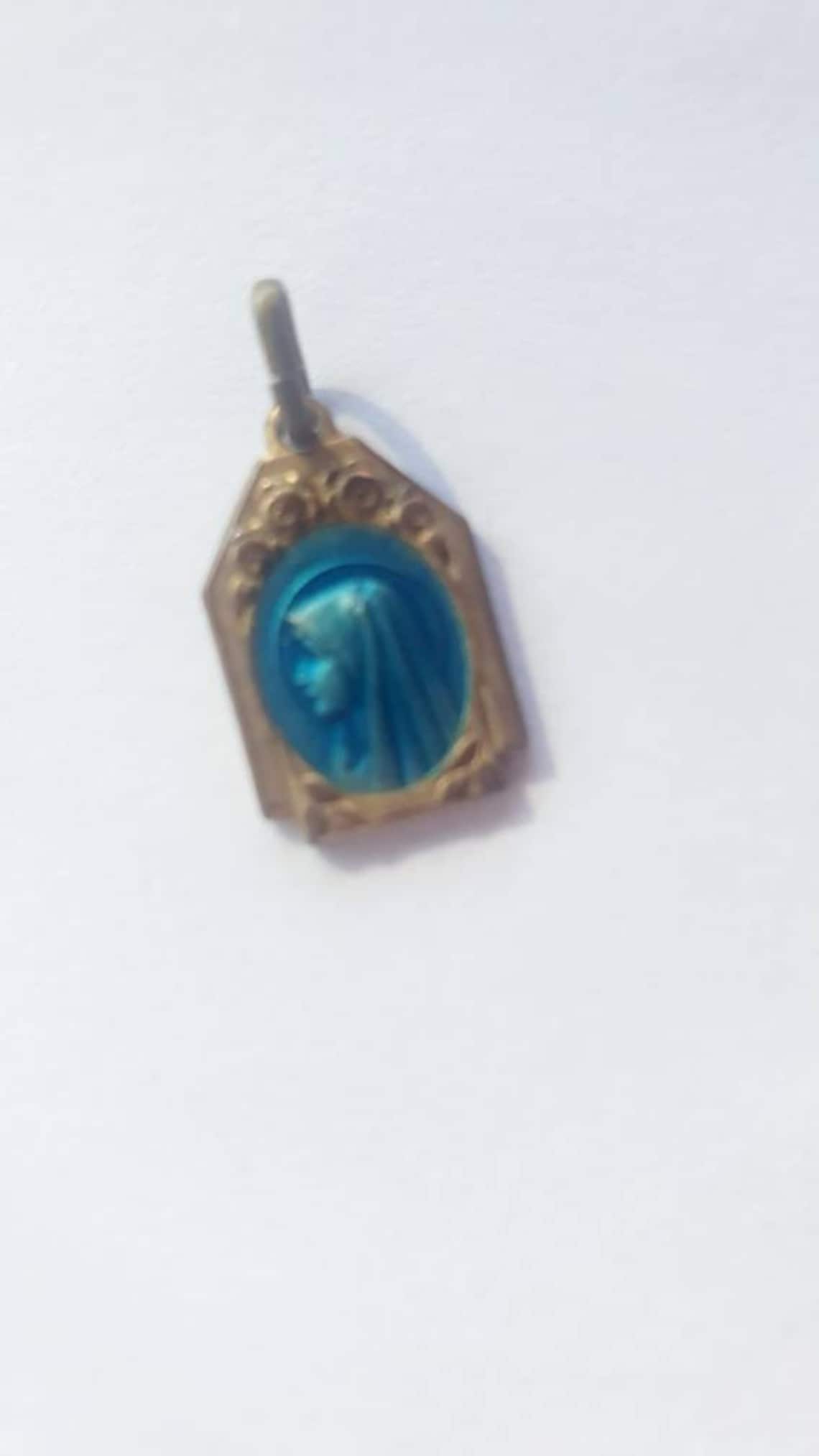 Antique French Religious Blue Enamel Miraculous Medal Holy - Etsy