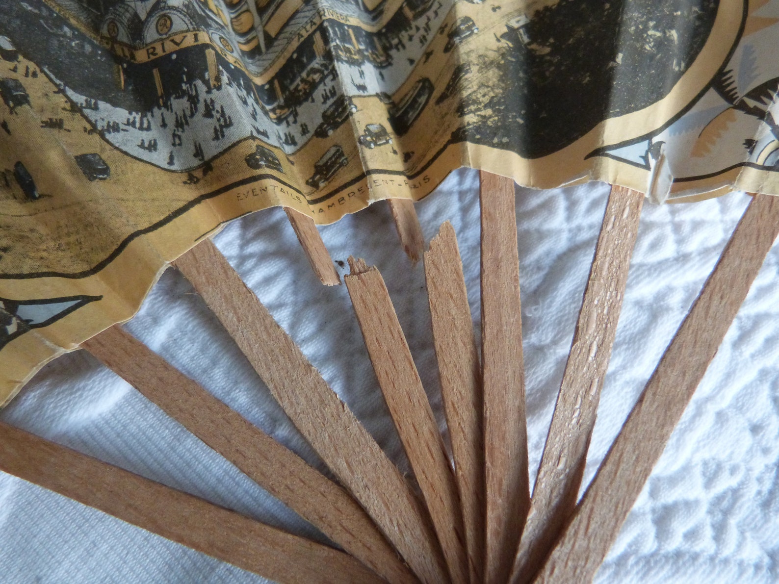 Antique Hand Fan 1900s Folding Advertising Fan Shop Riviera in Nice ...