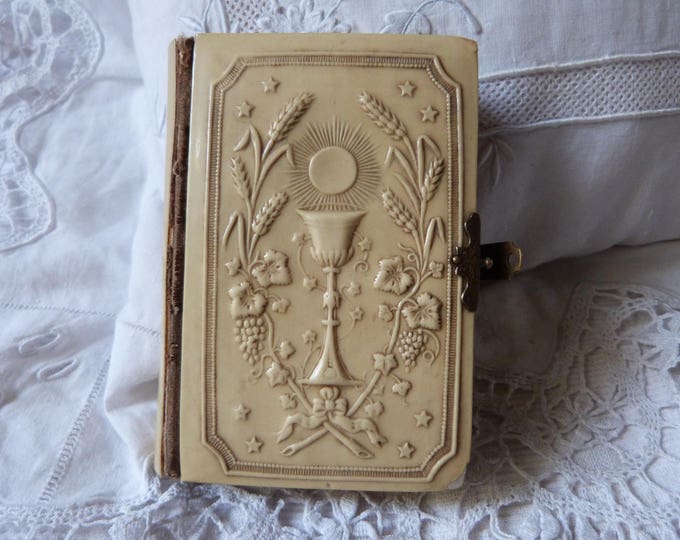 Antique French Latin Religious Missal Prayer Book Missel Bible W Ivory ...