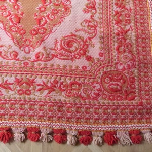 Big Floral Bohemian Rug Carpet W Tassel Trim, Vintage 1950s Handmade ...