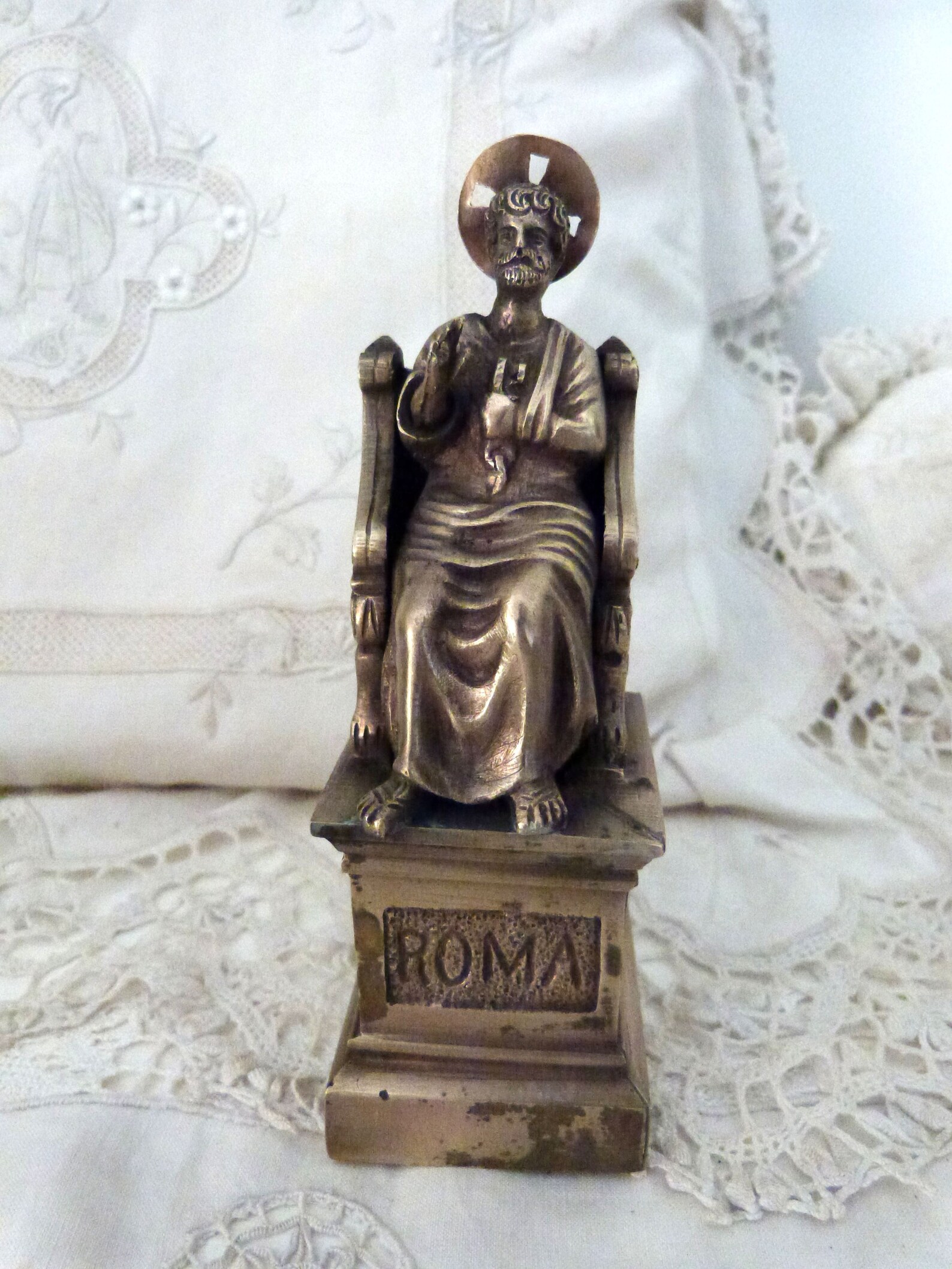 Antique French Religious Statue of Saint Peter Petrus on | Etsy