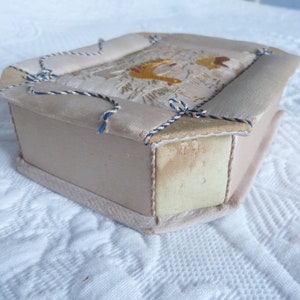 Antique French Hand Embroidered Silk Box W Ducks, Beads, Sewing ...