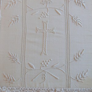 Antique French Linen Pall Chalice Cover Hand Embroidered Ciborium Cover ...