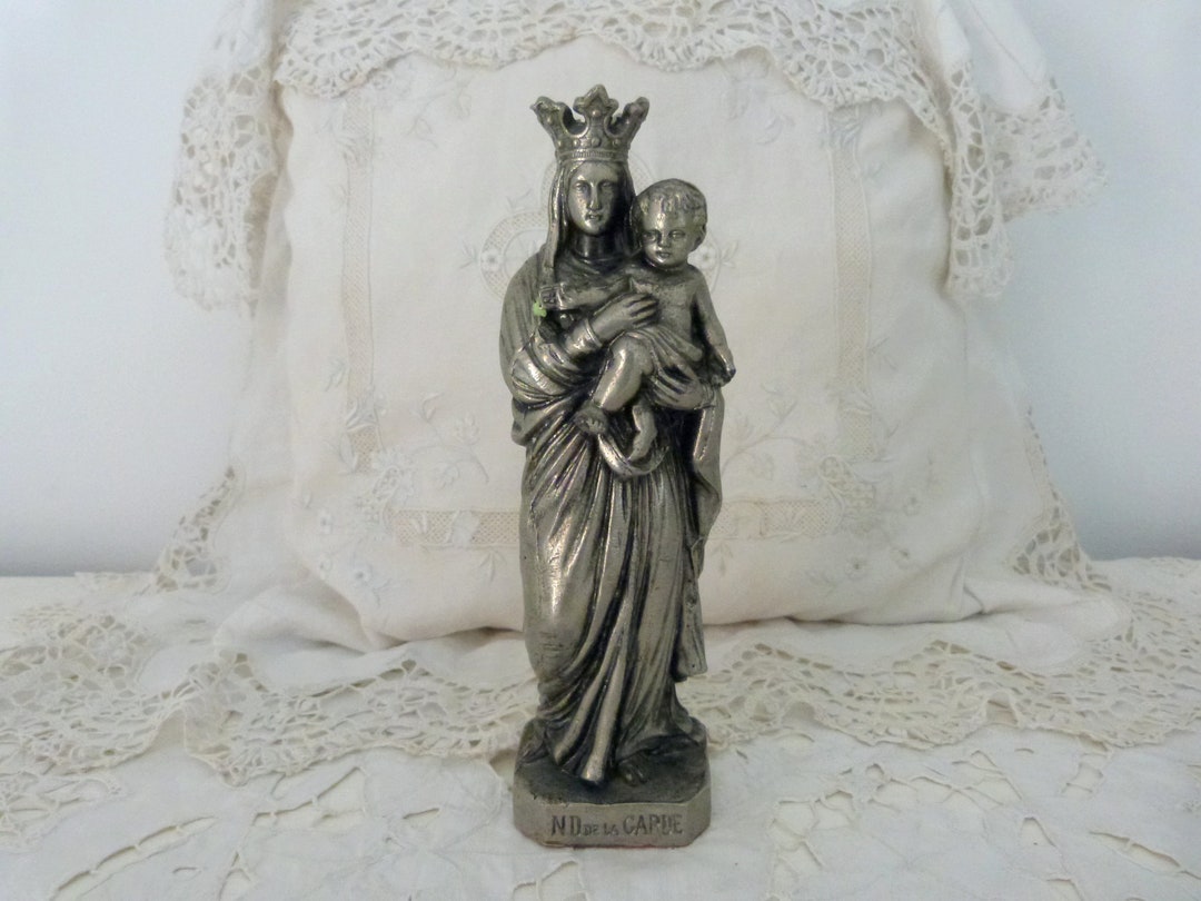 Madonna and Child Jesus Christ Statue Heavy Pewter Antique French ...