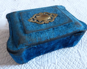 Antique Velvet Wooden Sewing Box Rare 1800s French Jewelry | Etsy