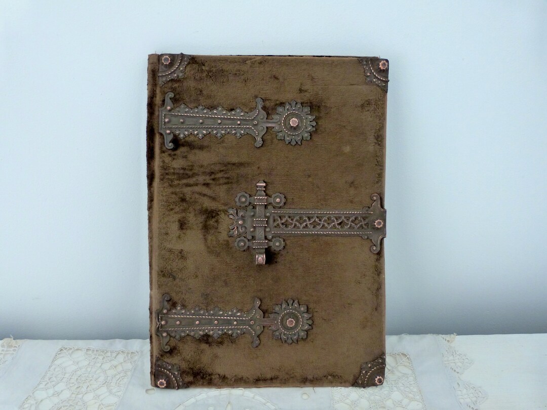Large Antique French 1800s Velvet Book or Document Cover Folder W ...