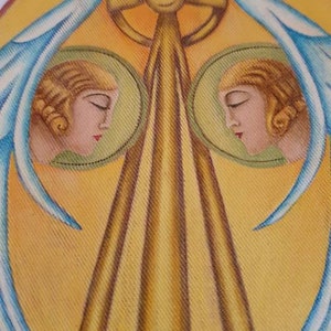 Antique French Religious Hand Painted W Winged Angels Western Burse ...