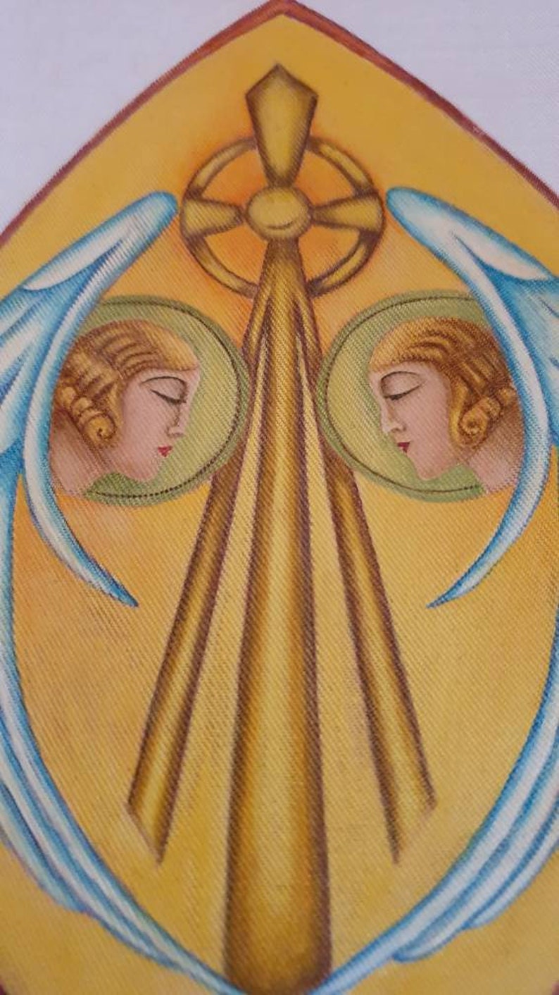 Antique French Religious Hand Painted W Winged Angels Western Burse ...