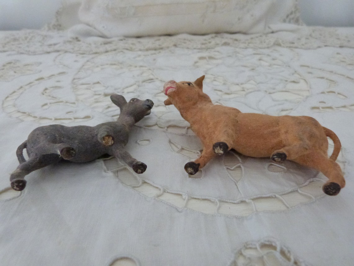 1900s Flocked Donkey Cow Animal Christmas Nativity Creche - Etsy
