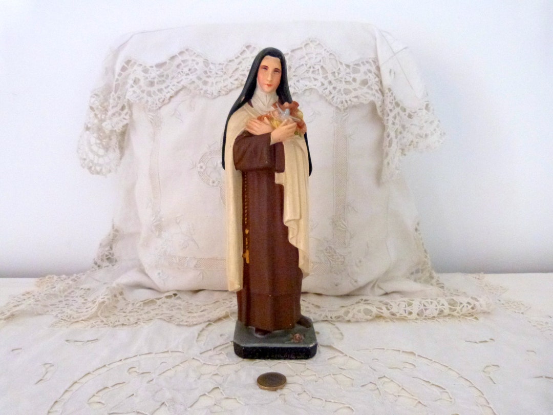 BIG Antique French St Therese of Lisieux Statue Sculpture Signed ...