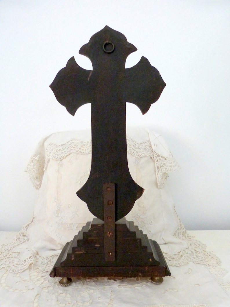 Antique 1800s Altar Standing Crucifix Cross LARGE Black Wooden - Etsy