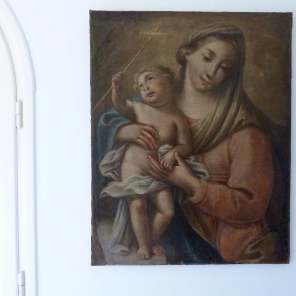 Antique Oil Painting Virgin Mary - Etsy