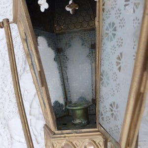 Antique French Processional Lantern Lamp Candle Light W Cross, Glass ...