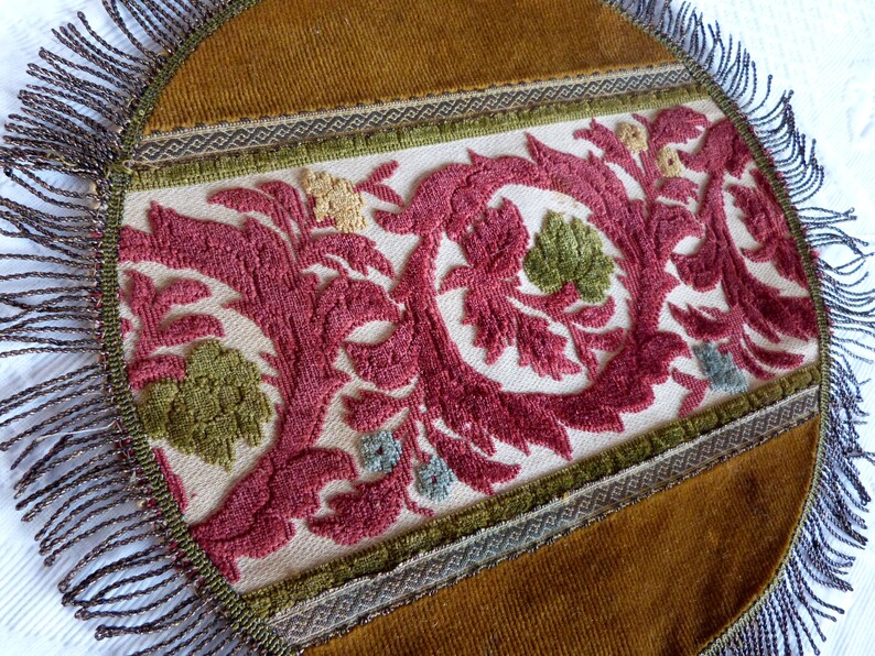 Antique French Round Doily Table Cloth Handmade W Velvet | Etsy