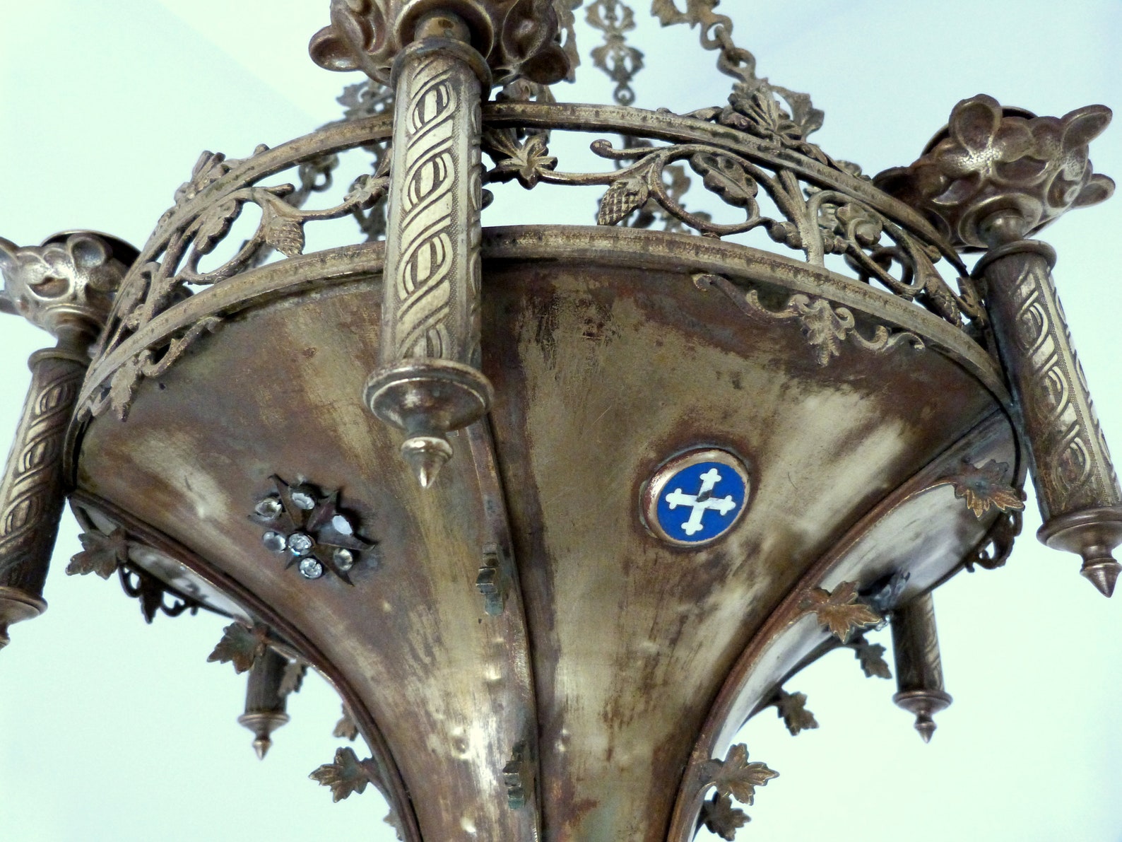 Antique French Bronze Thurible Church Icon Lamp Candle Holder Gothic ...