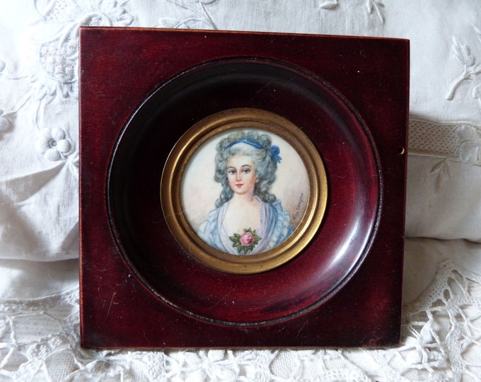 Antique French Miniature Portrait Painting Victorian Portrait Miniature ...