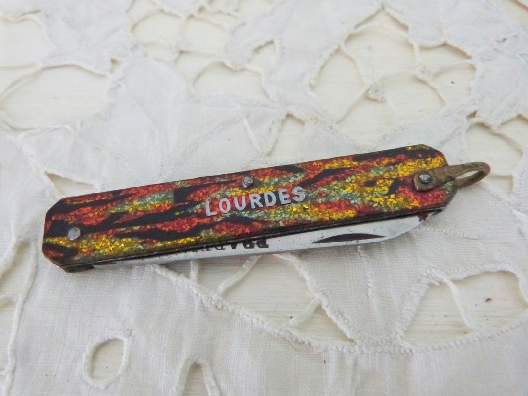 Vintage French Souvenir of Lourdes Foldable Penknife Pocketknife Canif ...