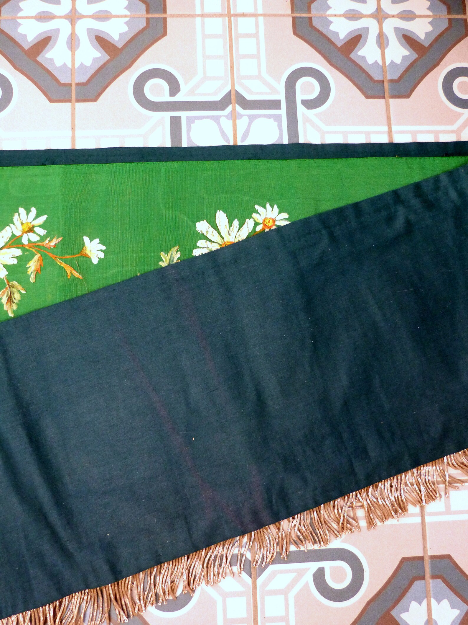 1900s Silk Altar Frontal Antependium Handpainted Flowers W IHS Long ...