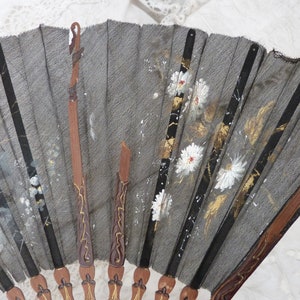 Antique Hand Fan 1800s Folding Fan French Chateau Hand Painted Handfan ...