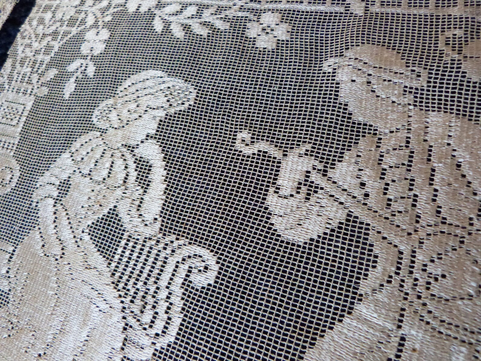 Spanish Antique Ecru Lace Window Blinds Canopy Edging Panels W Floral ...