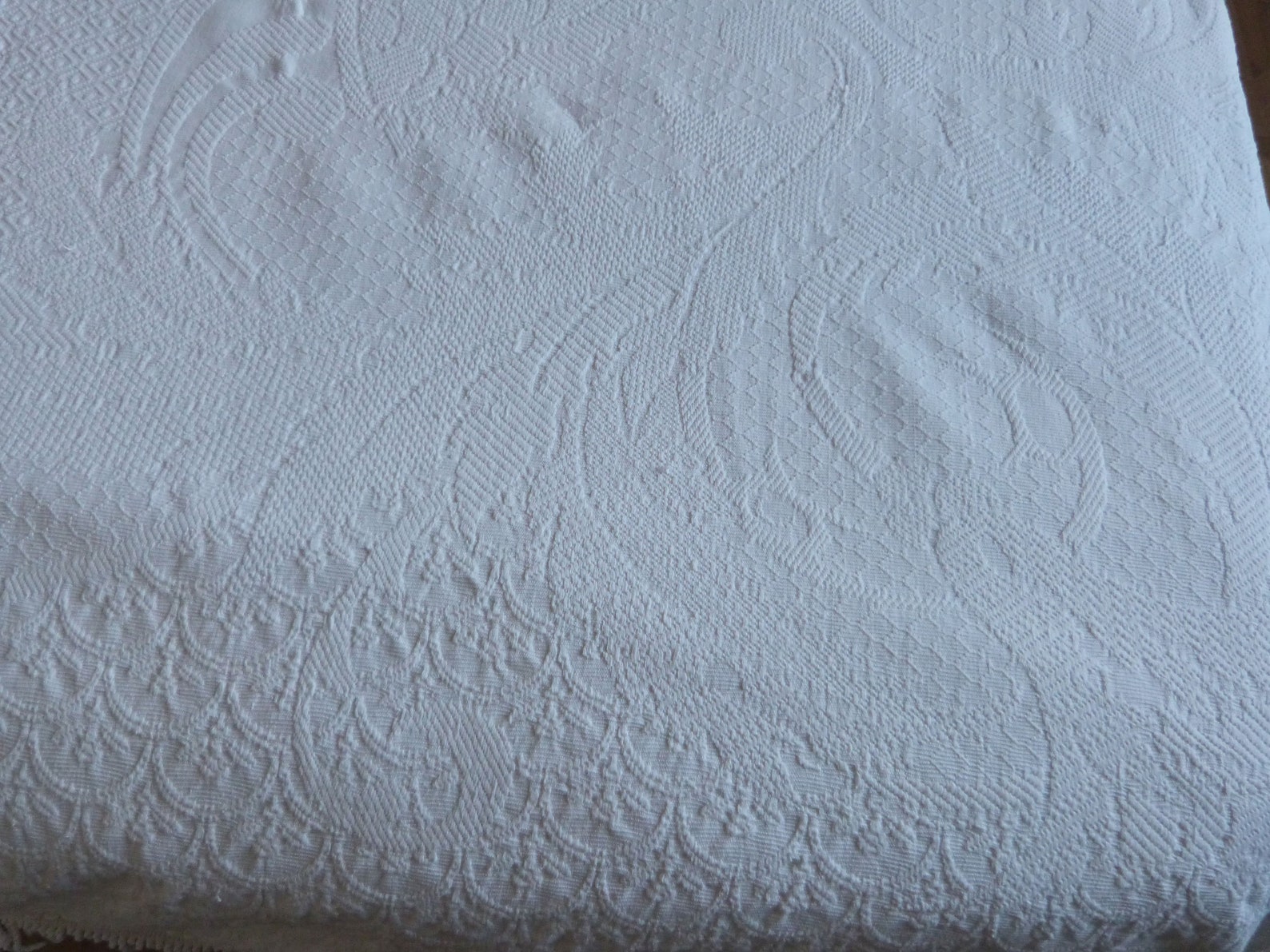 Vintage French White Bedspread Double Monogrammed PF Provencal Wedding ...
