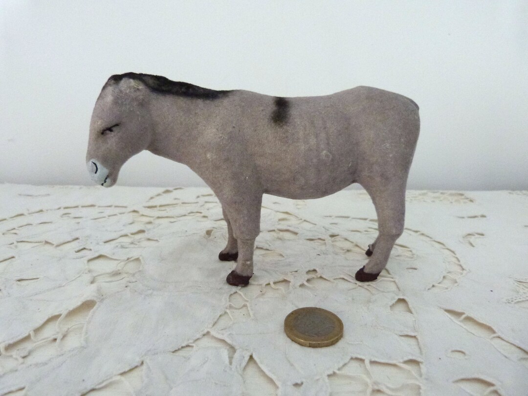 LARGE 1900s Flocked Donkey Animal Christmas Nativity Creche Antique ...
