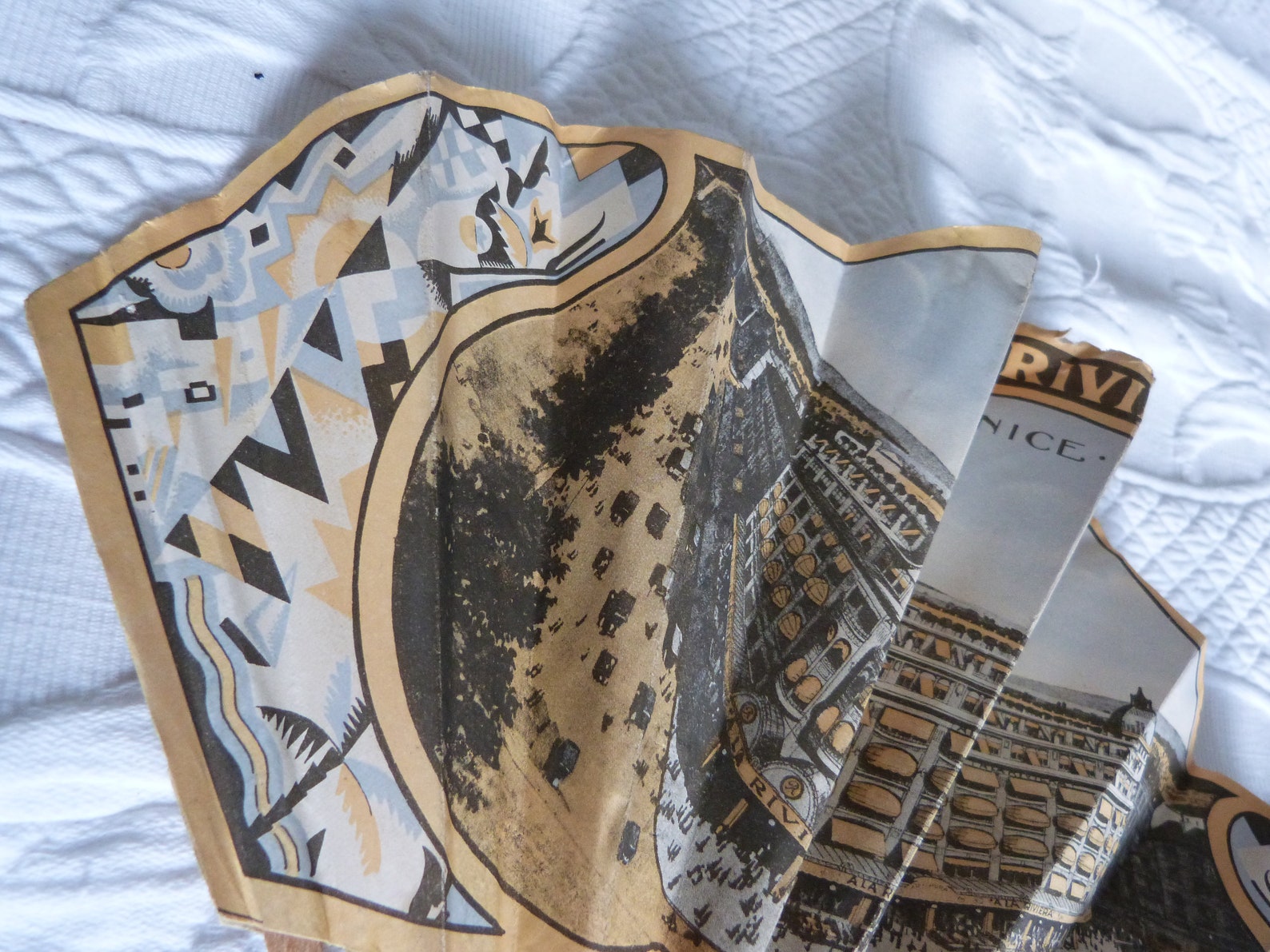 Antique Hand Fan 1900s Folding Advertising Fan Shop Riviera in Nice ...