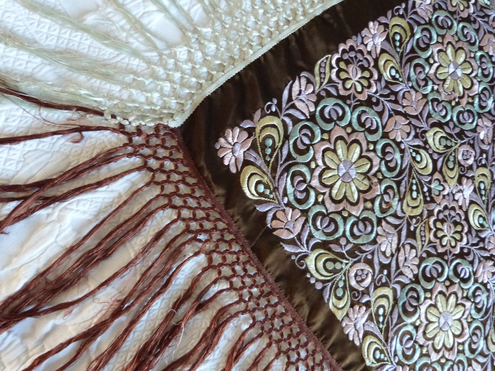 Antique French Embroidered Floral Satin Piano Shawl Piano - Etsy