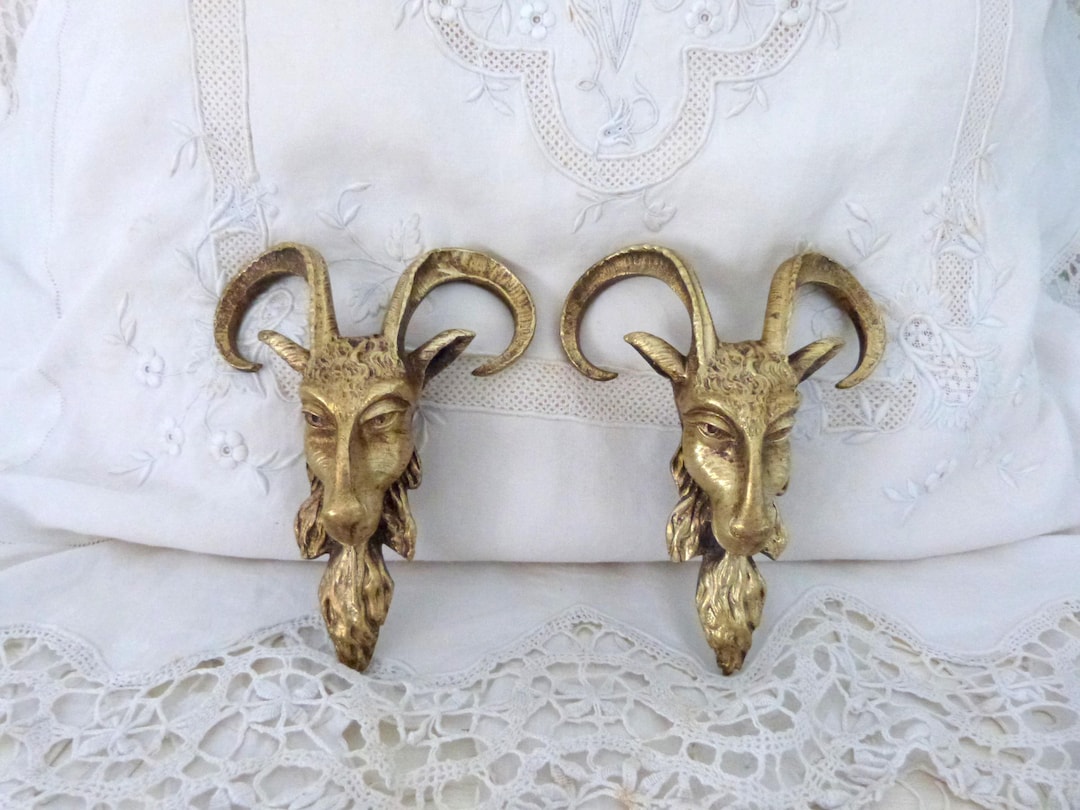 Antique French Bronze Horned Devil Demon Satyr Furniture Hardware 1800s ...