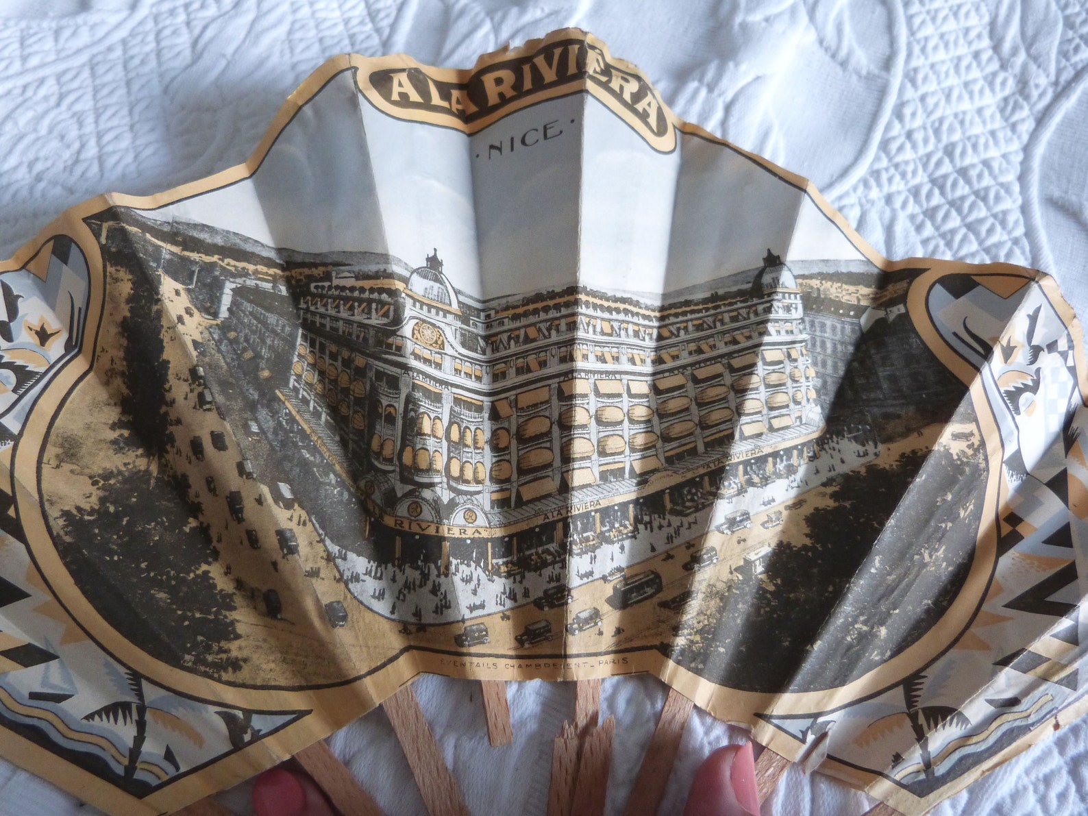 Antique Hand Fan 1900s Folding Advertising Fan Shop Riviera in | Etsy