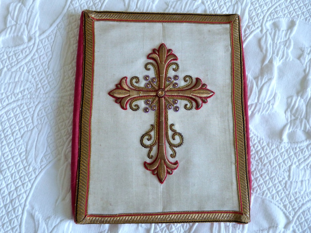 Antique French Religious Western Burse Mass Bag Pocket Chalice Burse ...