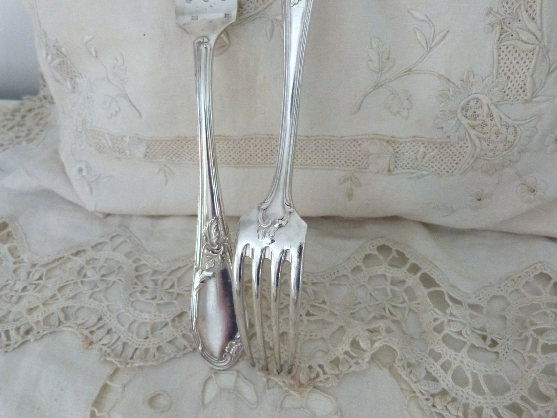12 Antique French Silverplate Silverware Floral Embossed - Etsy
