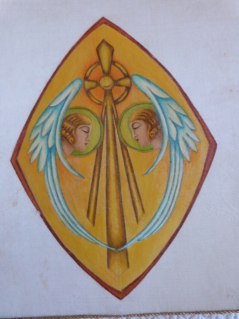 Antique French Religious Hand Painted W Winged Angels Western Burse ...