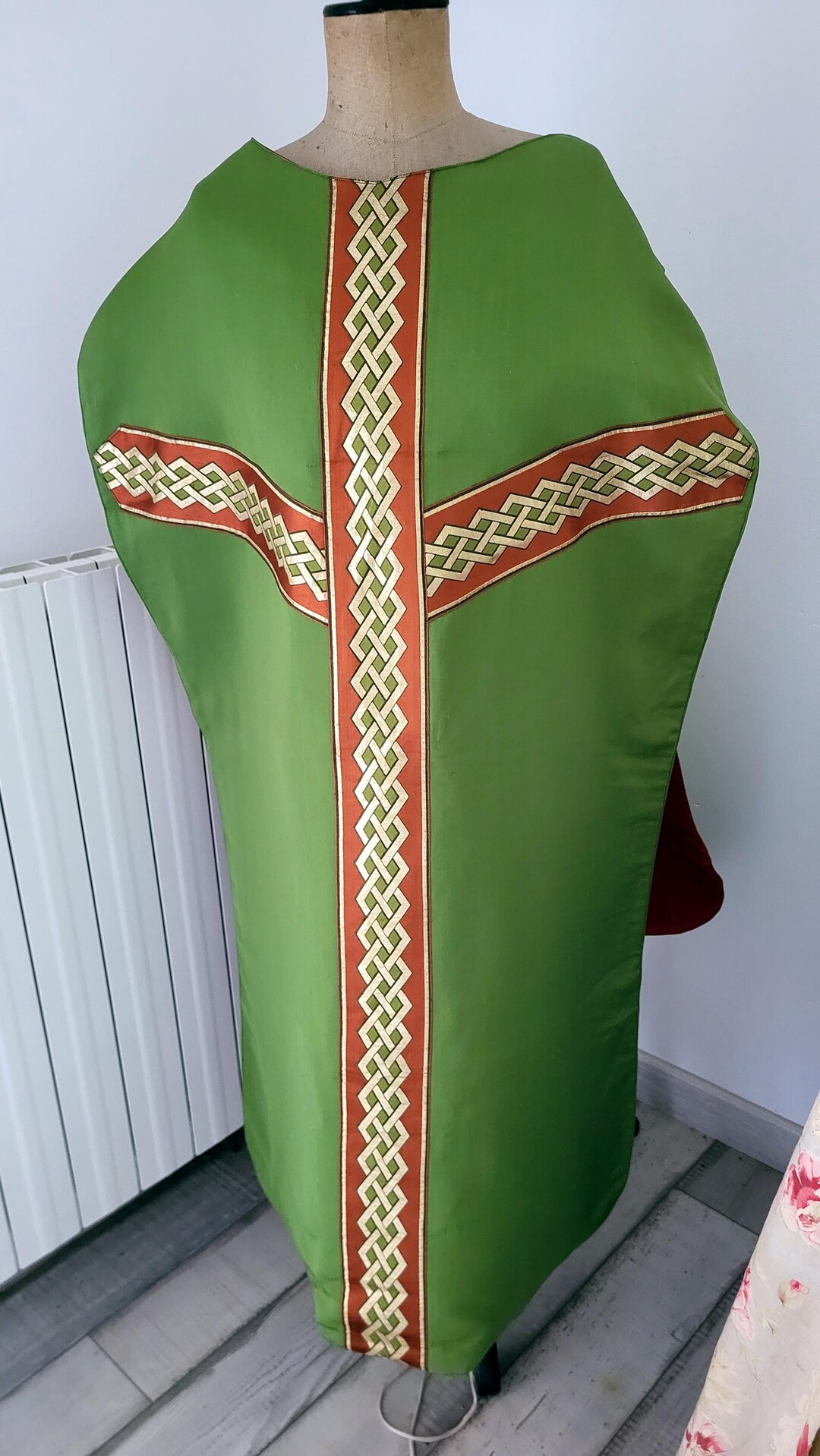 Vintage Green Moiré Satin Liturgical Clergy Dress Priest Vestment ...