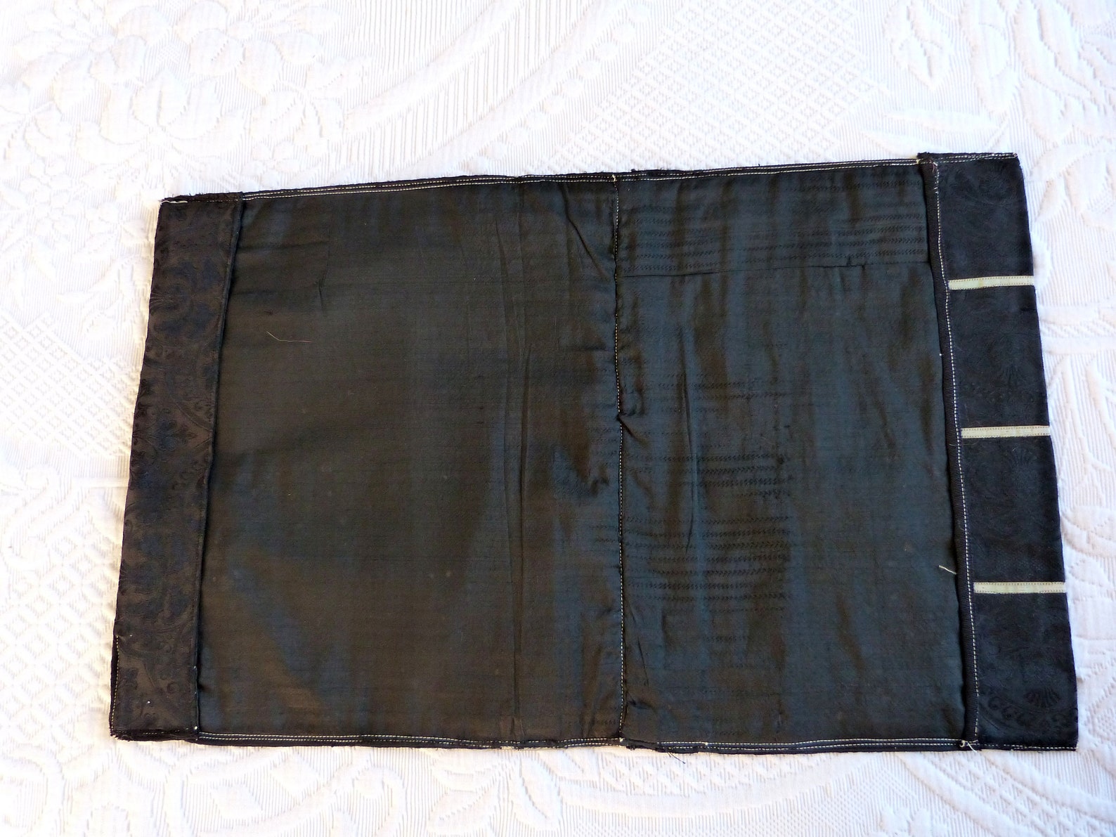 Antique French Black Brocade Book Cover Folder W PAX Cross Applique ...