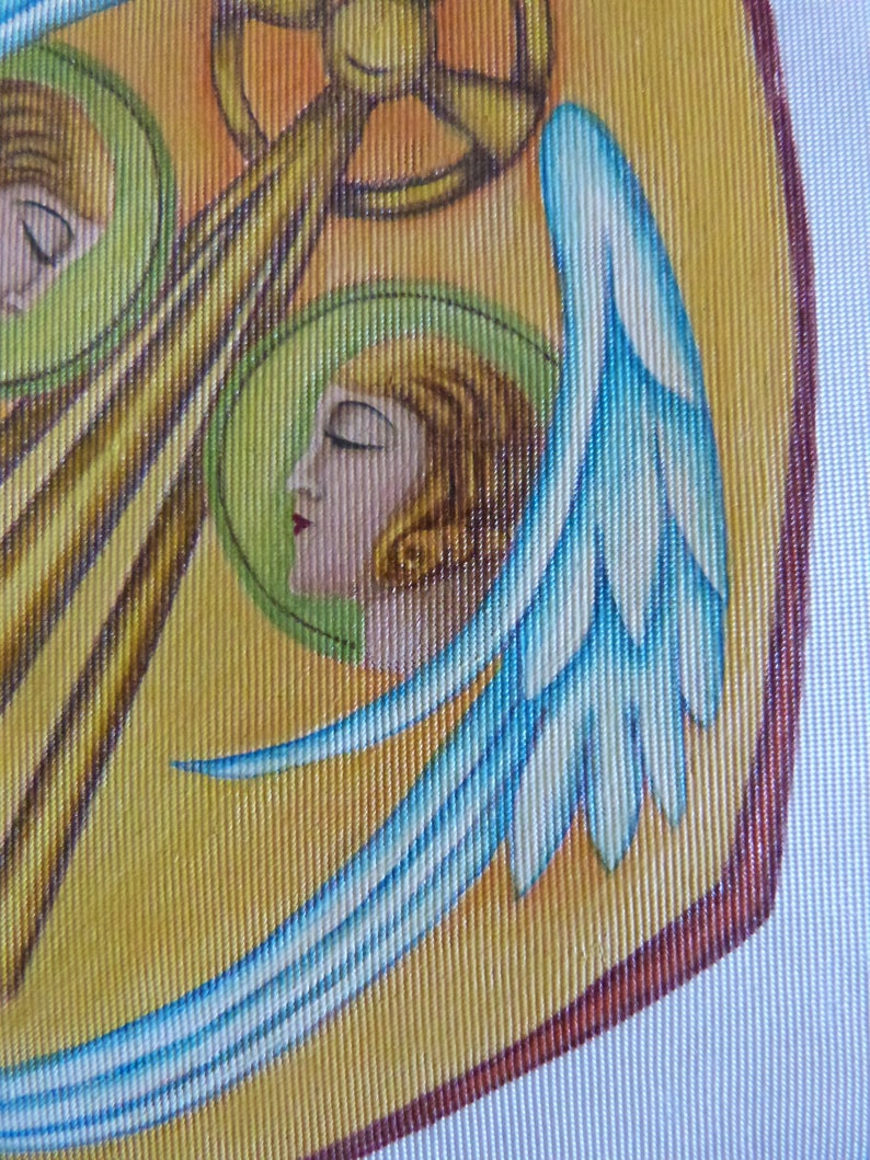 Antique French Religious Hand Painted W Winged Angels Western Burse ...
