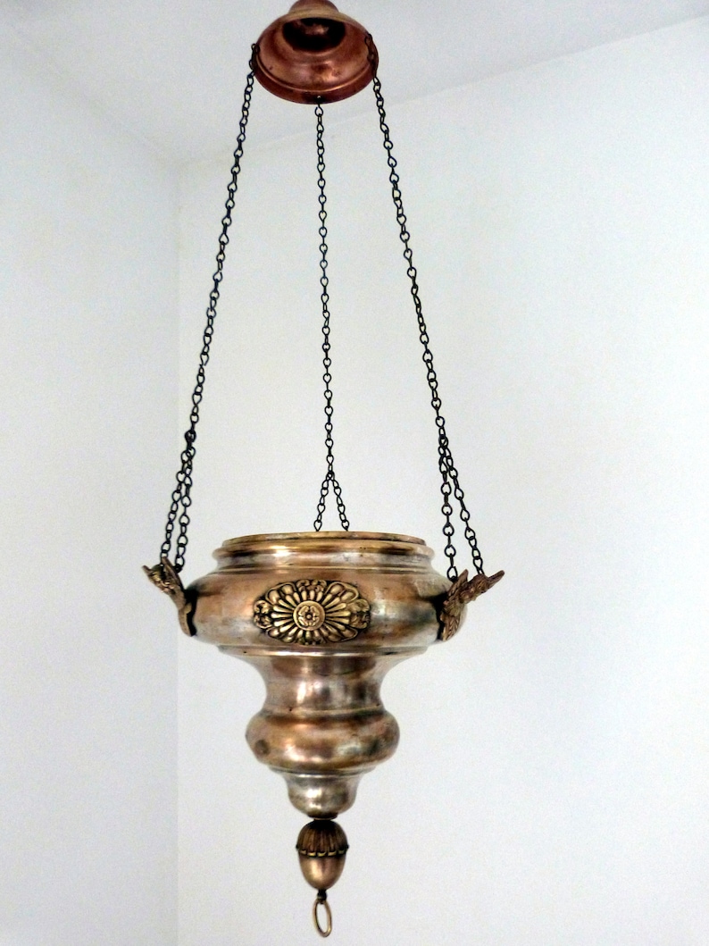 Antique French Thurible Church Icon Lamp Incense Burner LARGE Religious ...