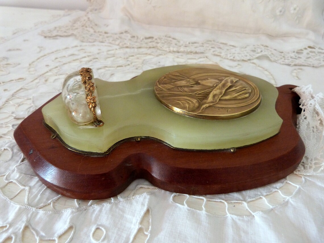 Antique French Religious Holy Water Font 1900s Signed Bronze W - Etsy